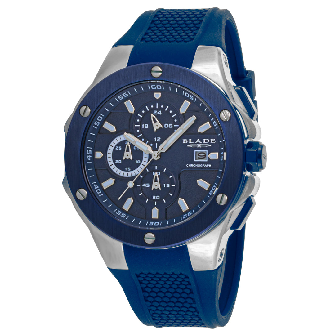 BLADE Vision Mens Multifunction Leather Strap Watch - Noir
