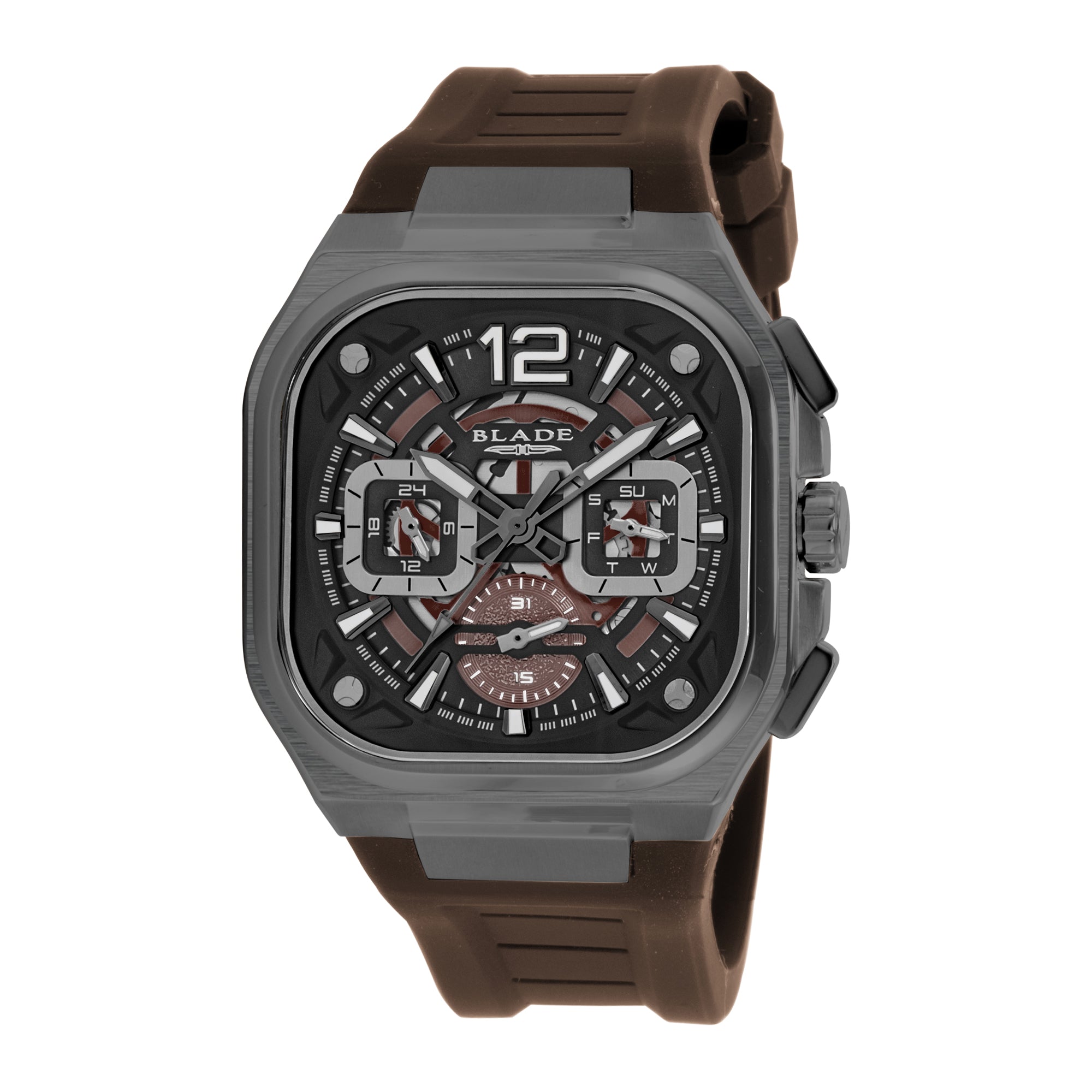 BLADE Glide Gun 3653G5AUO SS & Silicone Strap Multifunction Men's Watc