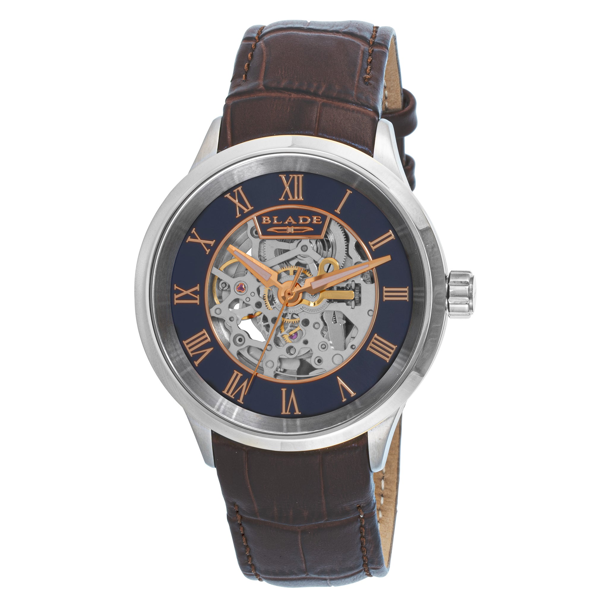 BLADE Sempre Blue 3704G1SBO SS & Leather Strap Automatic Men's Watch