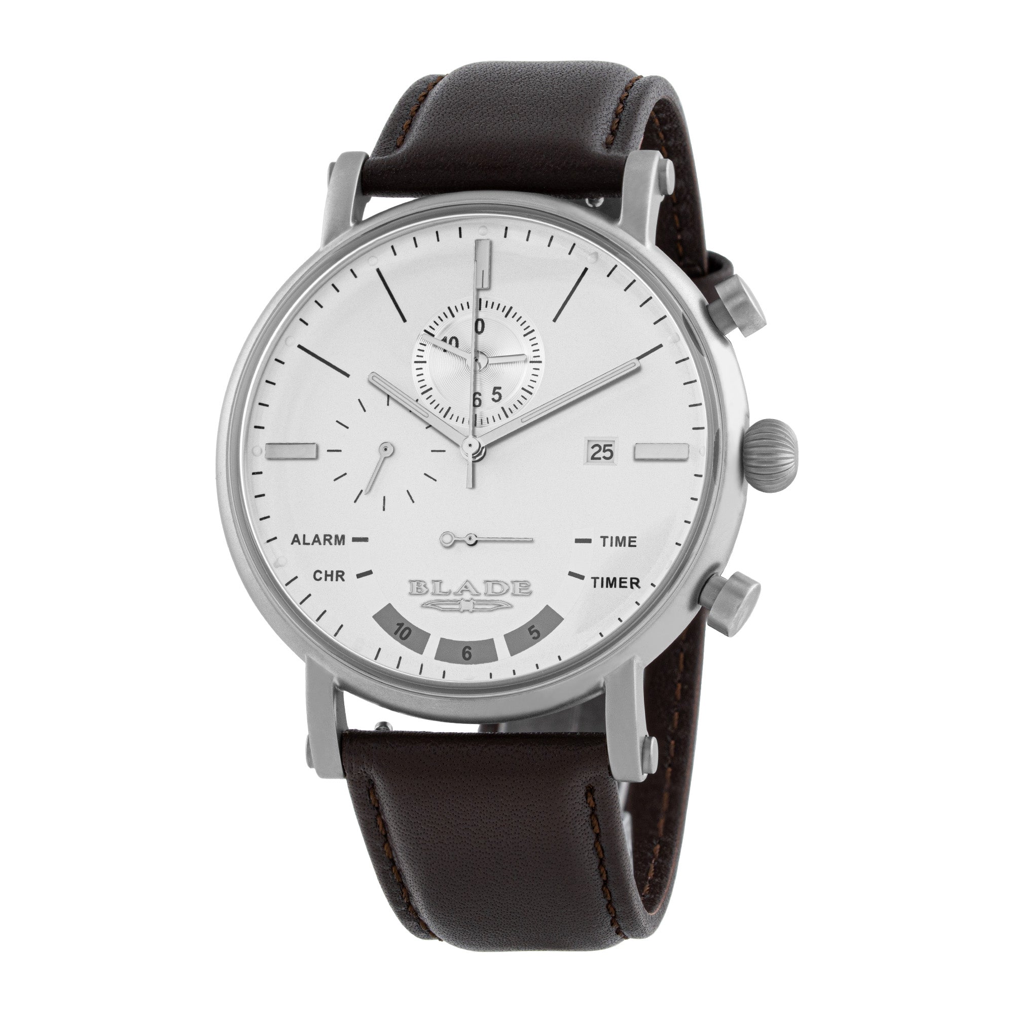 BLADE AURA X WHITE SS CASE & LEATHER STRAP YACHT TIMER CHRONOGRAPH MEN