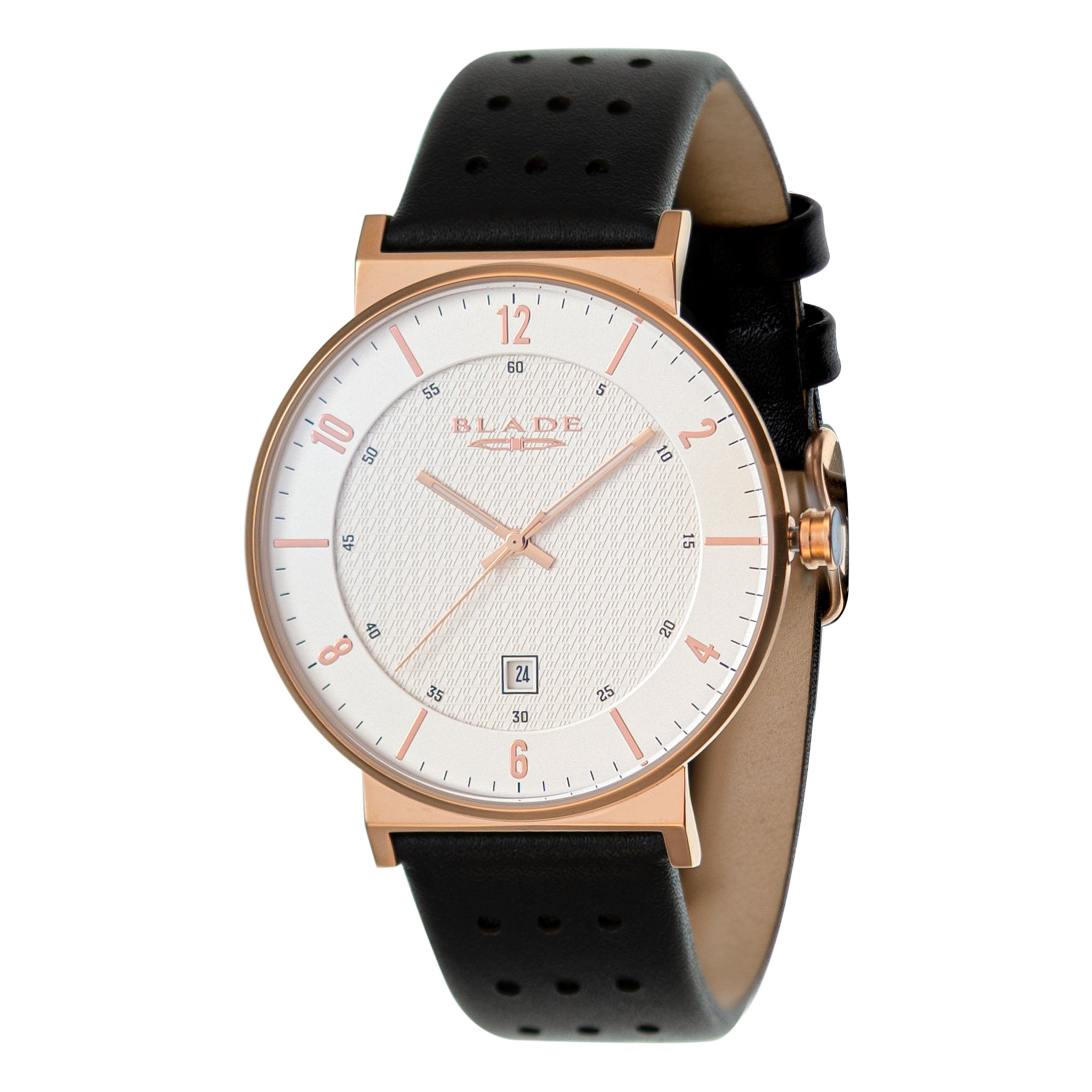 BLADE Wanderer Rose 3683G1RWN SS & Leather Date Men's Watch
