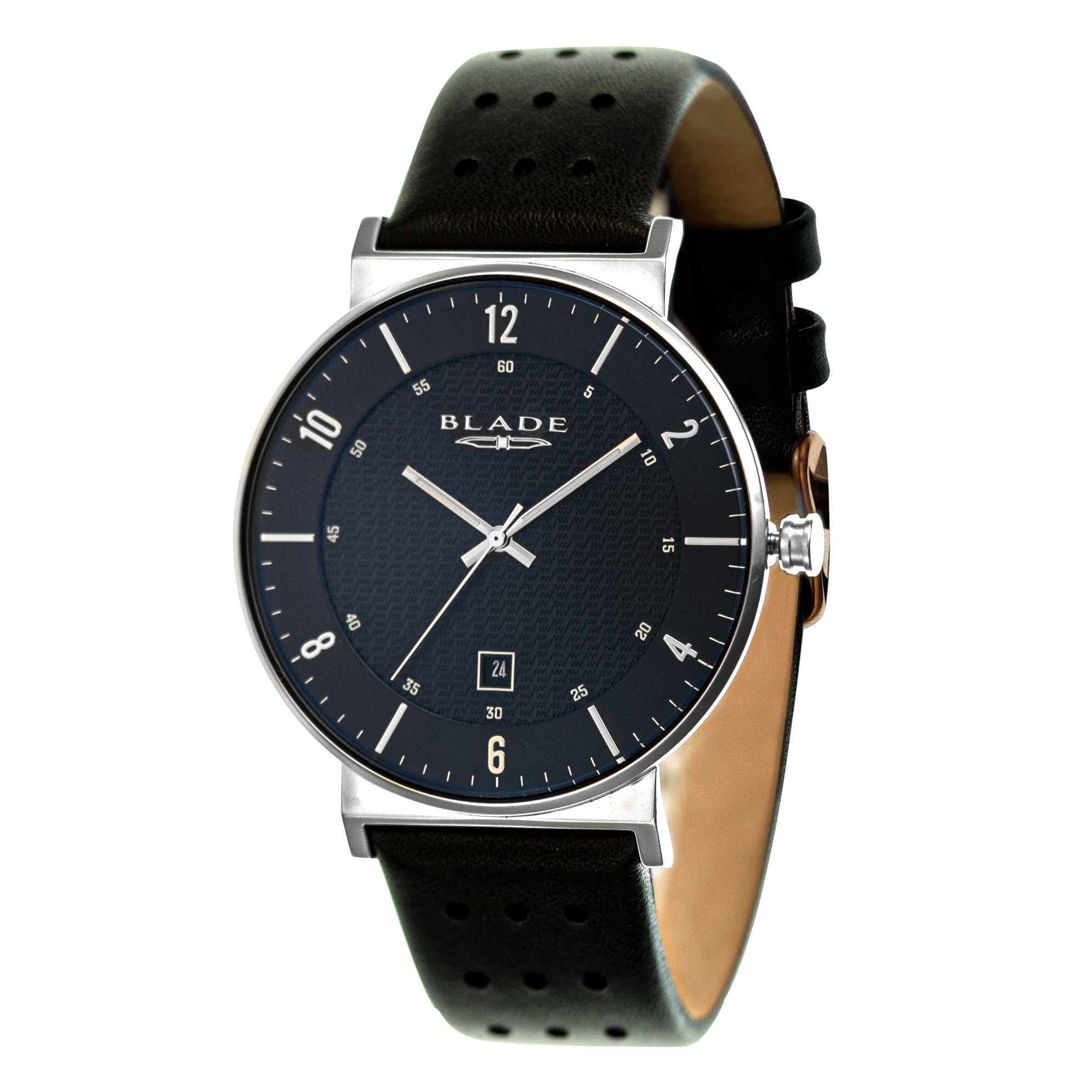 BLADE Wanderer Black 3683G1SNN SS & Leather Date Men's Watch