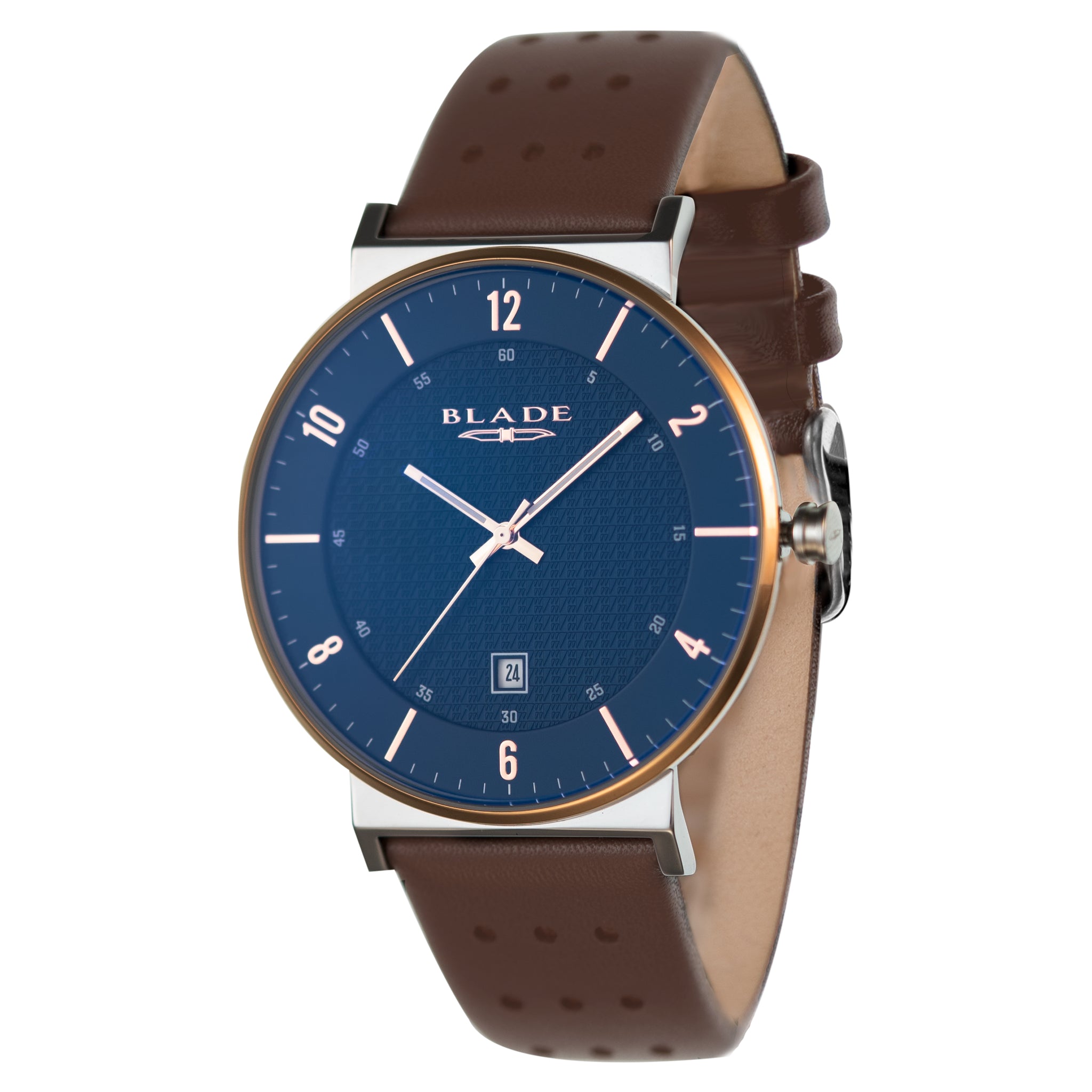 BLADE Wanderer Bichrome 3683G1UBO SS & Leather Date Men's Watch